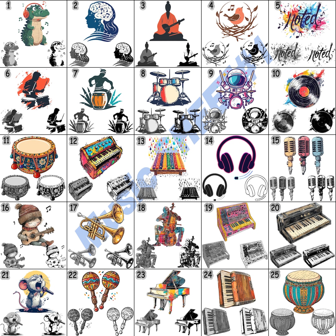 SVG Bundle, 50x, Music Bundle, Png, Pdf, Clipart-datei, Printable Music ...