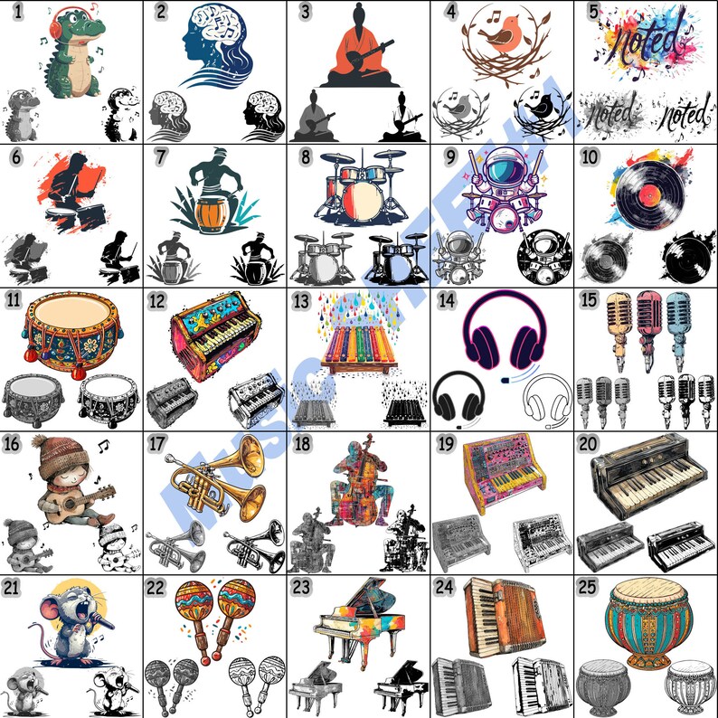 SVG Bundle, 50x, Music Bundle, Png, Pdf, Clipart-datei, Printable Music ...