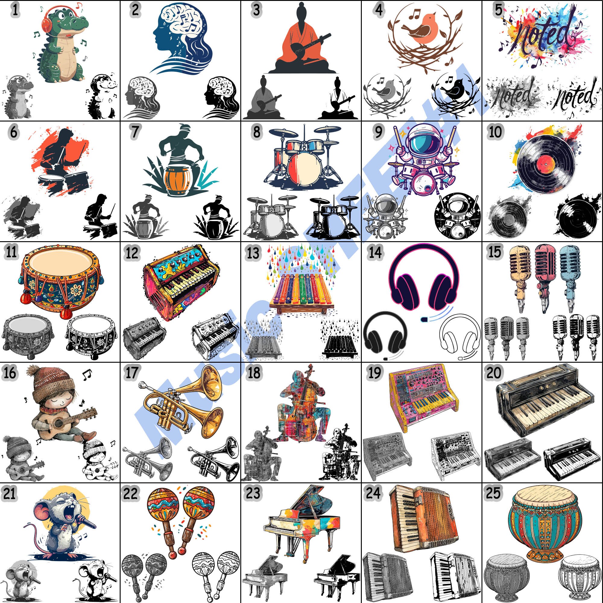 SVG Bundle, 50x, Music Bundle, Png, Pdf, Clipart-datei, Printable Music ...