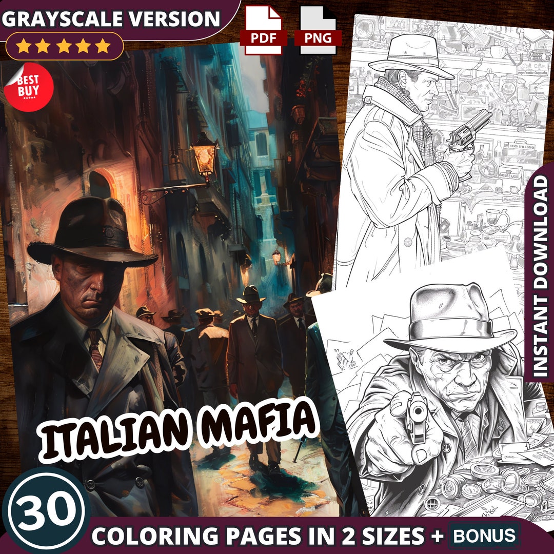 Italian Mafia Coloring Pages Collection for Teen & Adults PDF PNG in 2 ...