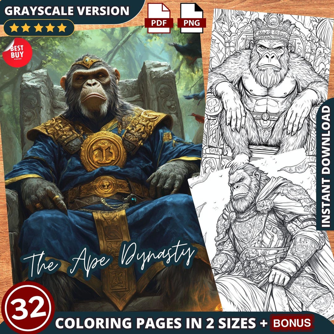 Apes Coloring Pages for Kids, Discover Their Dynasty by Coloring It, 2 ...