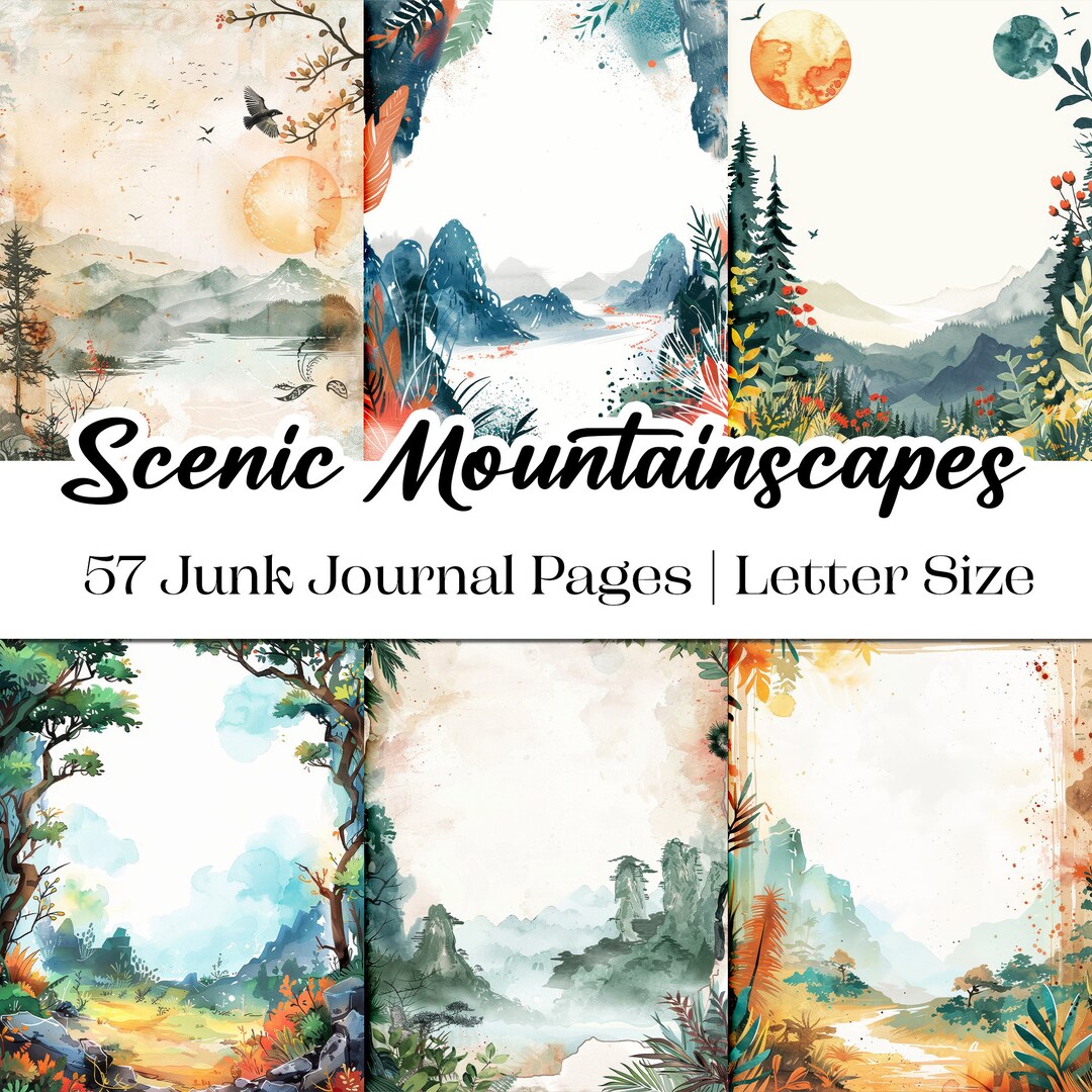 Scenic Mountains Junk Journal Printable Pages | 57 Nature Letter-sized ...