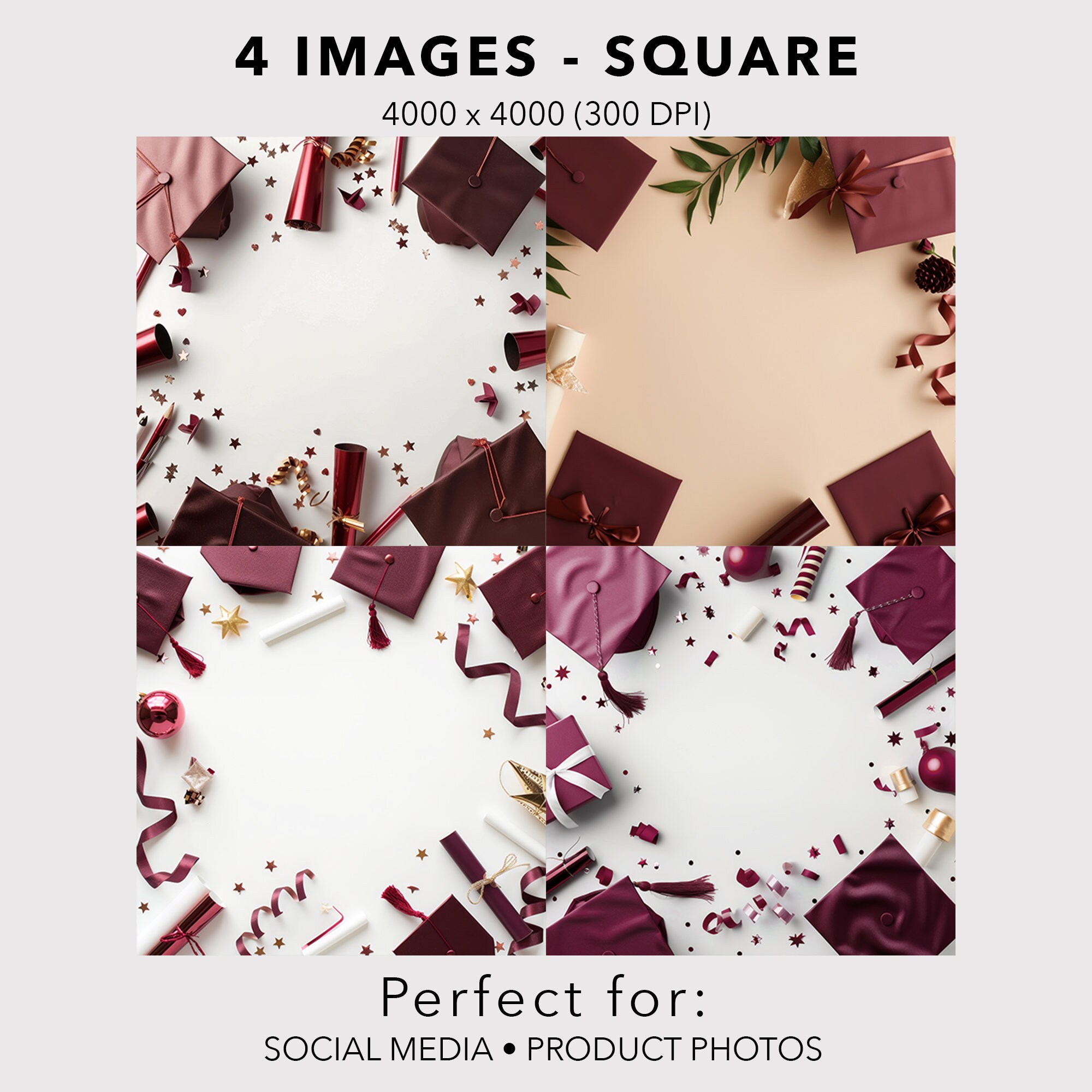 Maroon Grad Party Flat Lay Mockup Bundle - Set of 12 Images - Etsy