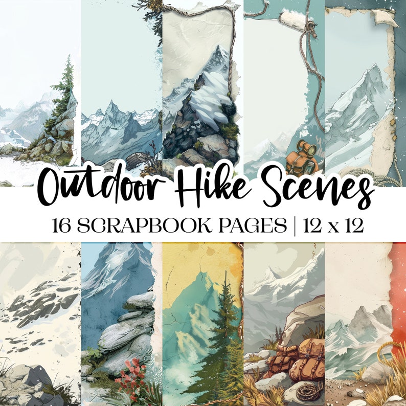 Outdoor Hike Scrapbook Printable Pages | 16 Square Mountain Climb ...