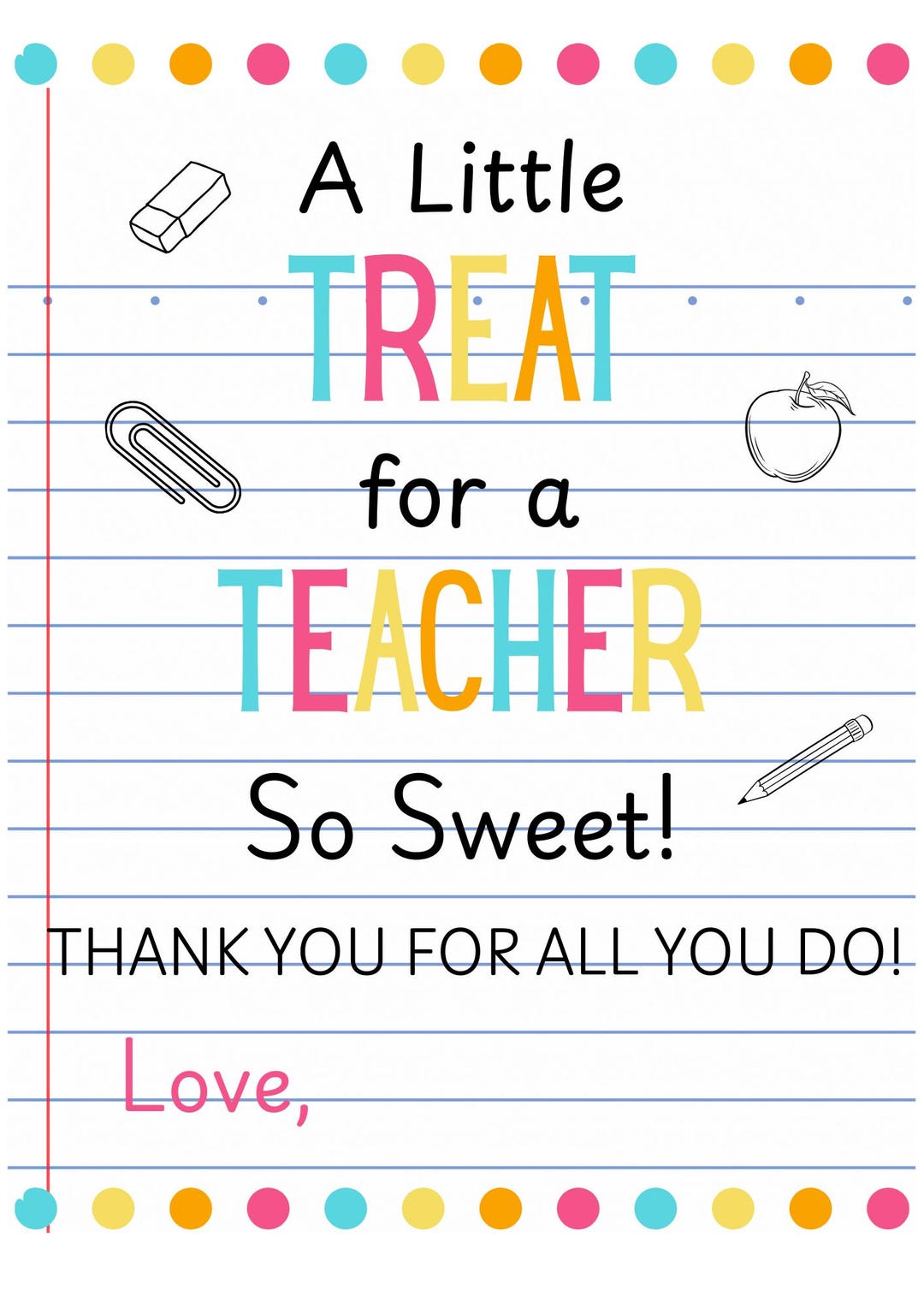 Teacher Appreciation Tag - Etsy