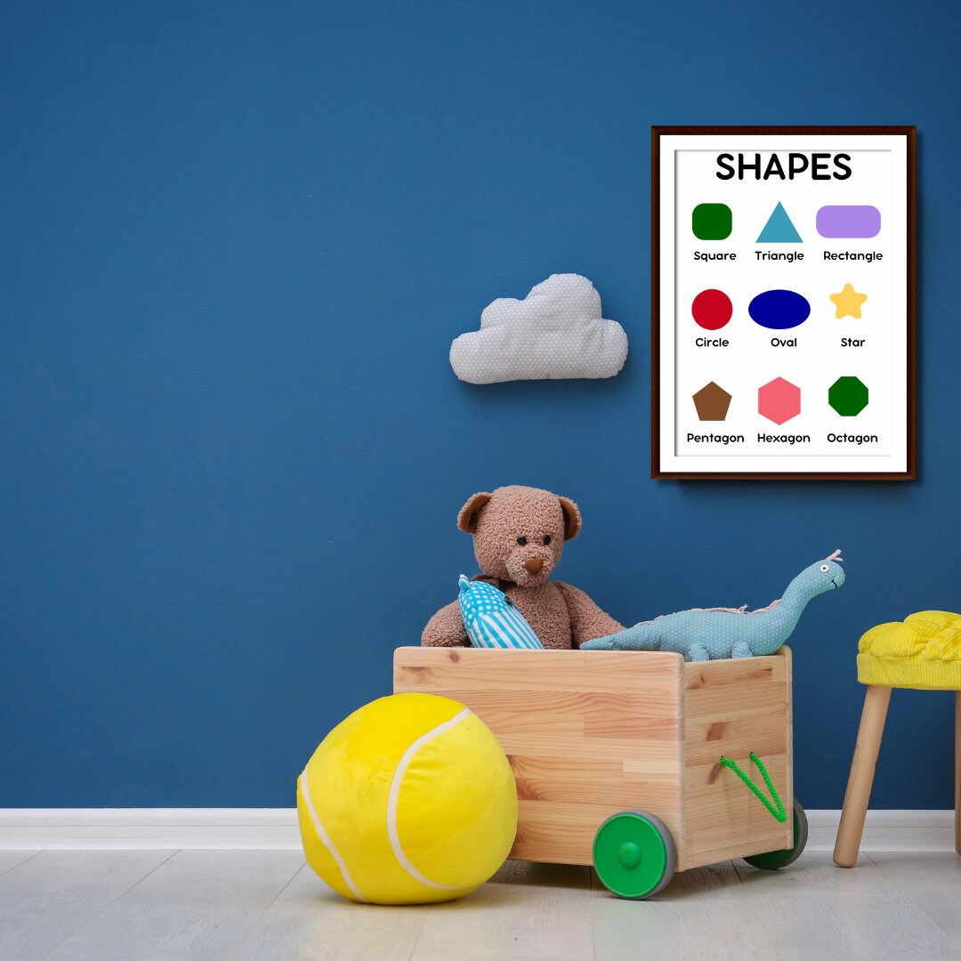 Shapes Educational Posters, Classroom Posters, Playroom Decor, Nursery ...