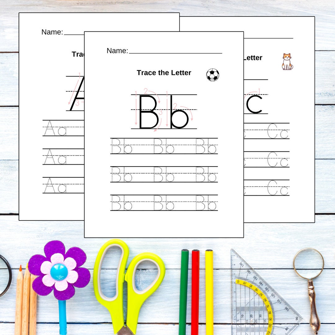 26 Printable Trace the Alphabet Worksheets, Letter Tracing, Classroom ...