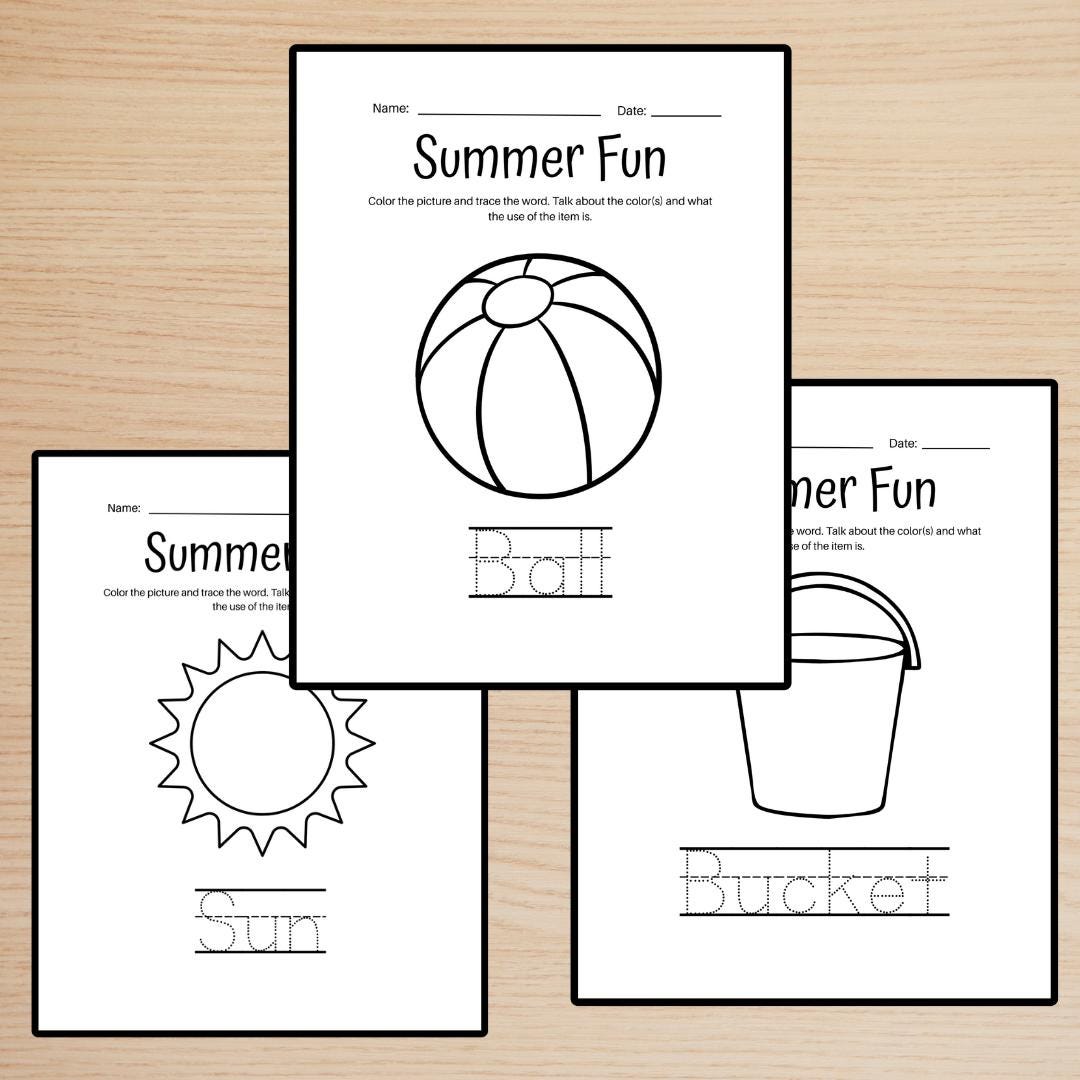 16 Printable Trace the Word Worksheets, Letter Tracing, Classroom ...