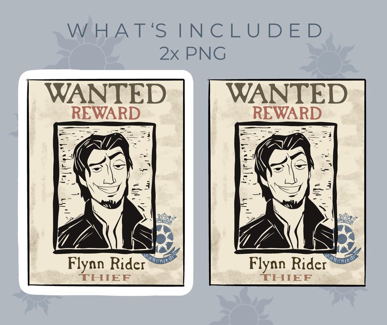 Flynn Rider Wanted Poster, Tangled, Digital Sticker, PNG, PDF, SVG - Etsy