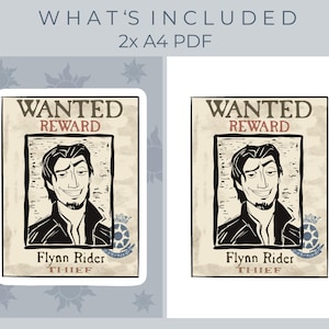 Flynn Rider Wanted Poster, Tangled, Digital Sticker, PNG, PDF, SVG - Etsy