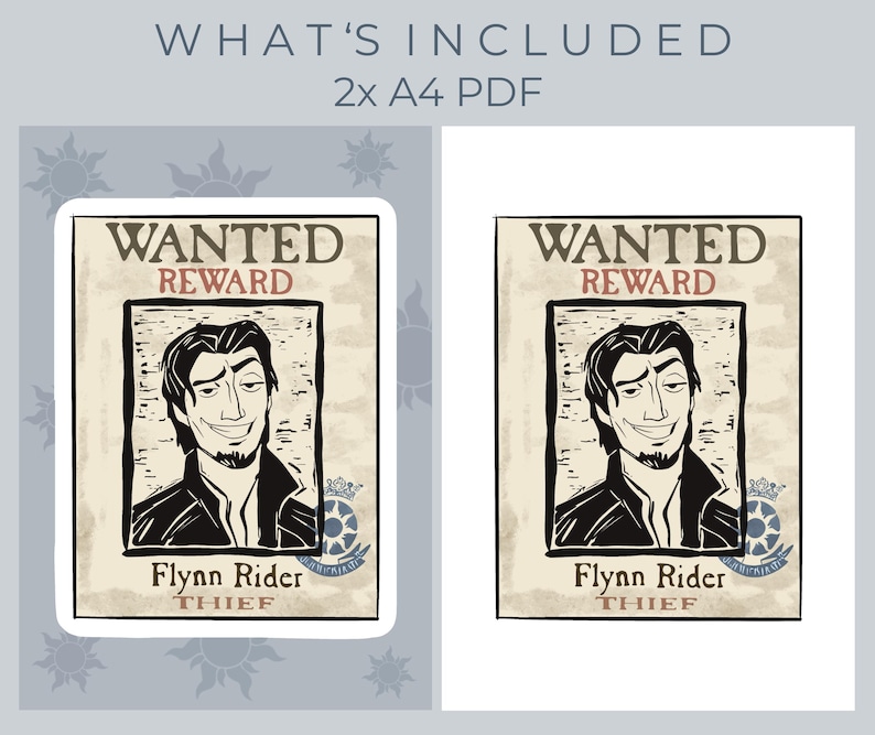 Flynn Rider Wanted Poster, Tangled, Digital Sticker, PNG, PDF, SVG - Etsy