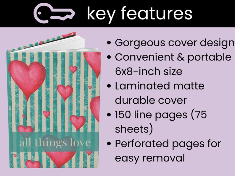 All Things Love Lined Writing Book | Valentine's Day Heart Journal ...