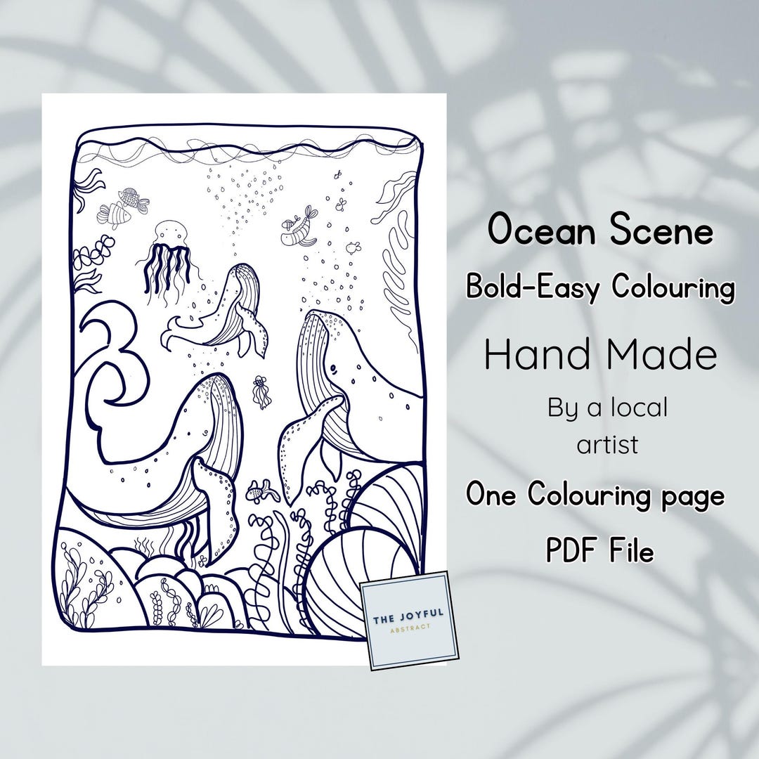 Ocean Scene: Bold and Easy Designs for Relaxation With Cute Whales ...
