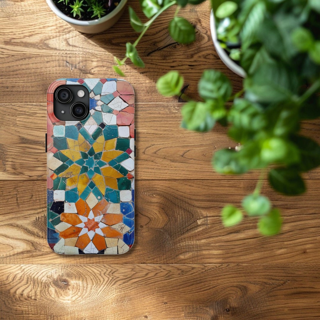 Moroccan Mosaic Tile Phone Case for iPhone 16 15 14 13 12 11 Pro Max 8 ...