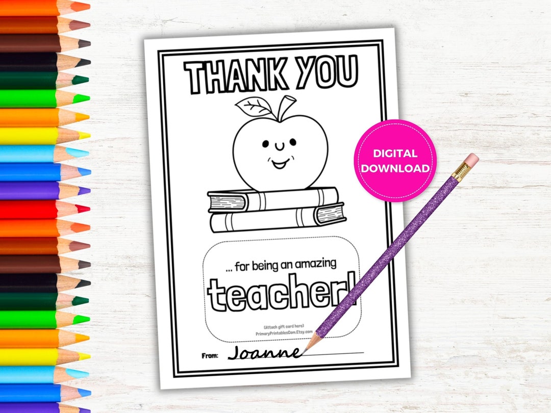 Teacher Appreciation Printable Gift Card Holder, Coloring Printable ...