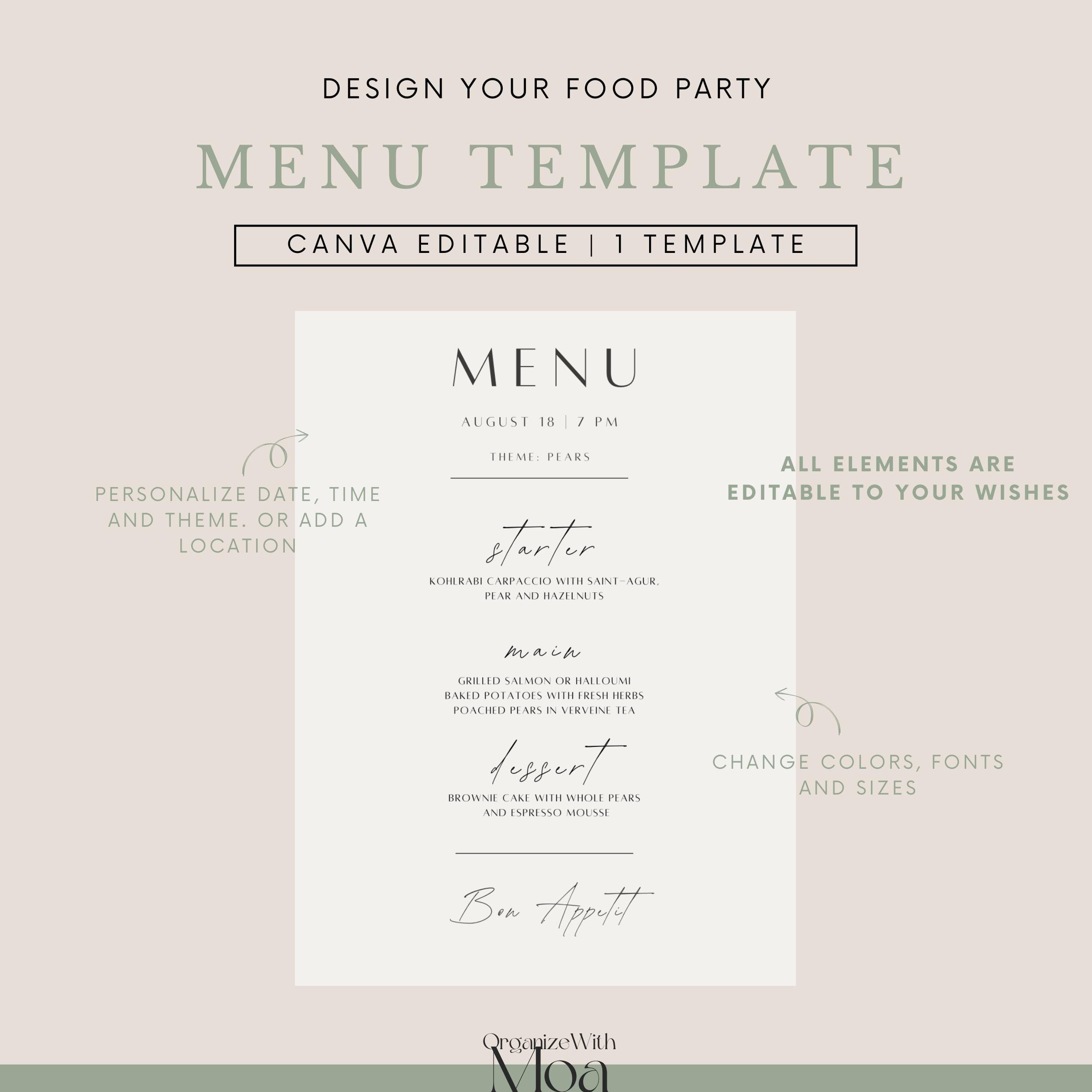 Food Menu Template, Food Menu Design, Food Menu Card, Canva Menu ...