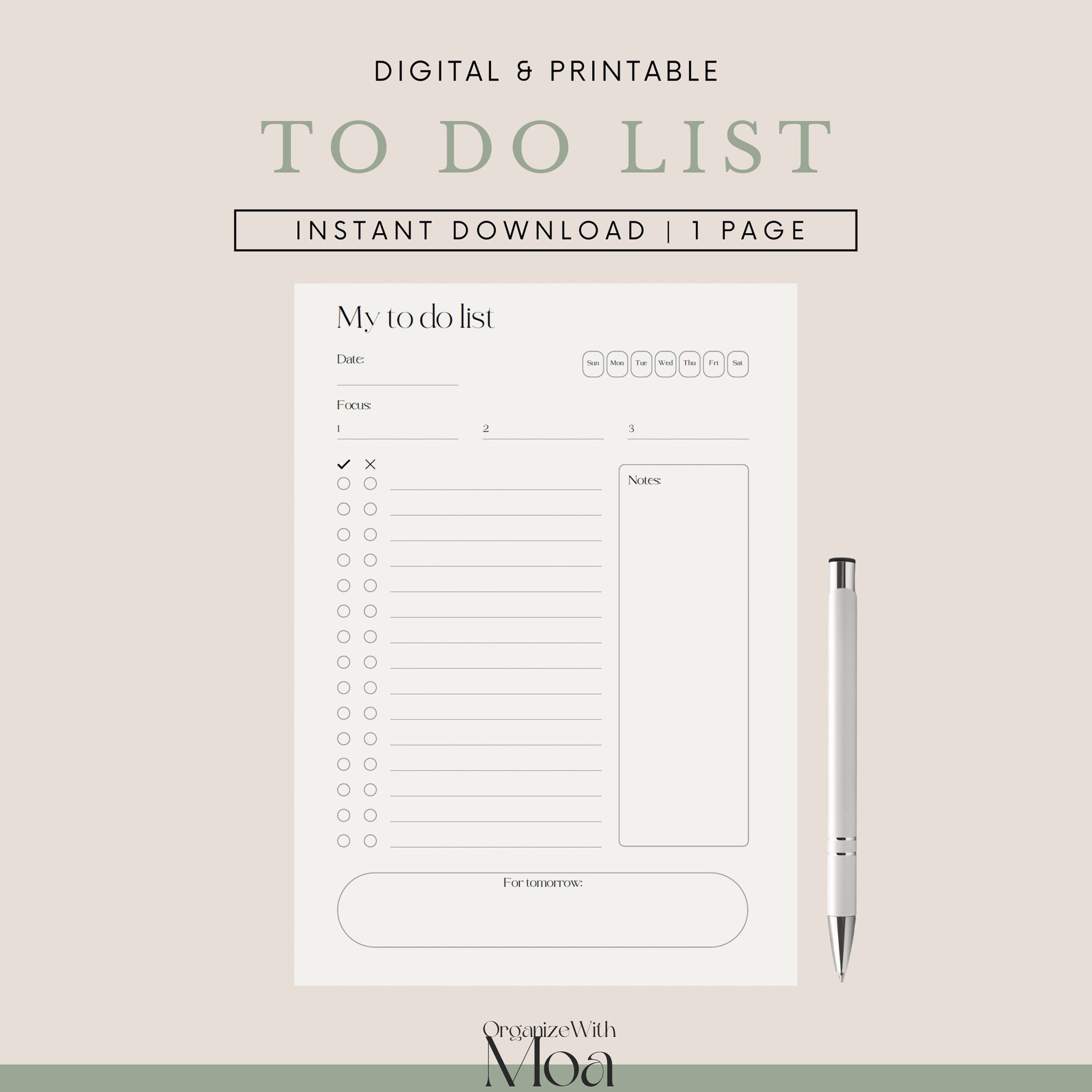Daily to Do List Printable, Daily Task List Template PDF, Minimal Daily ...