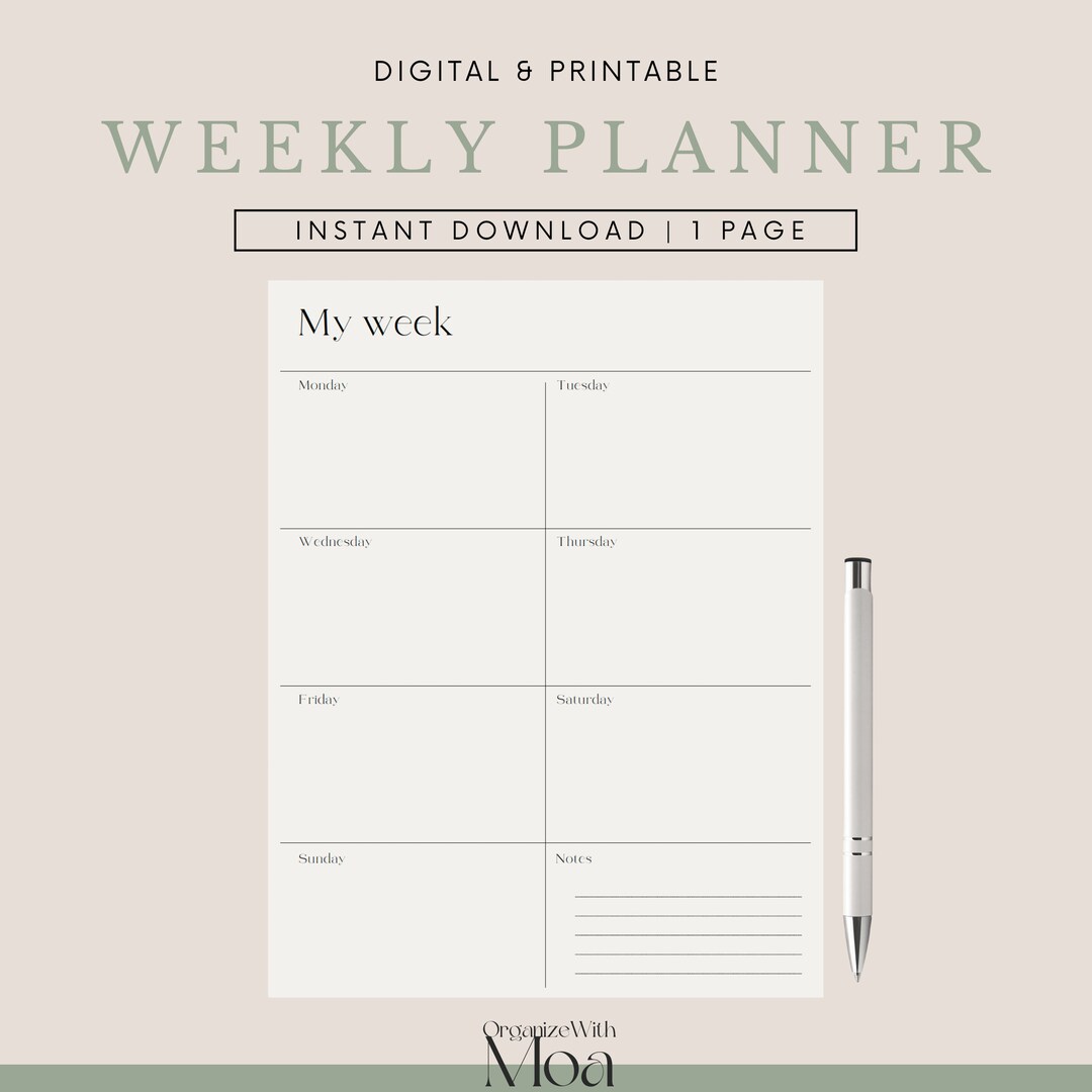Weekly Planner Printable, 2024 Weekly Planner, 2024 Weekly Calendar ...