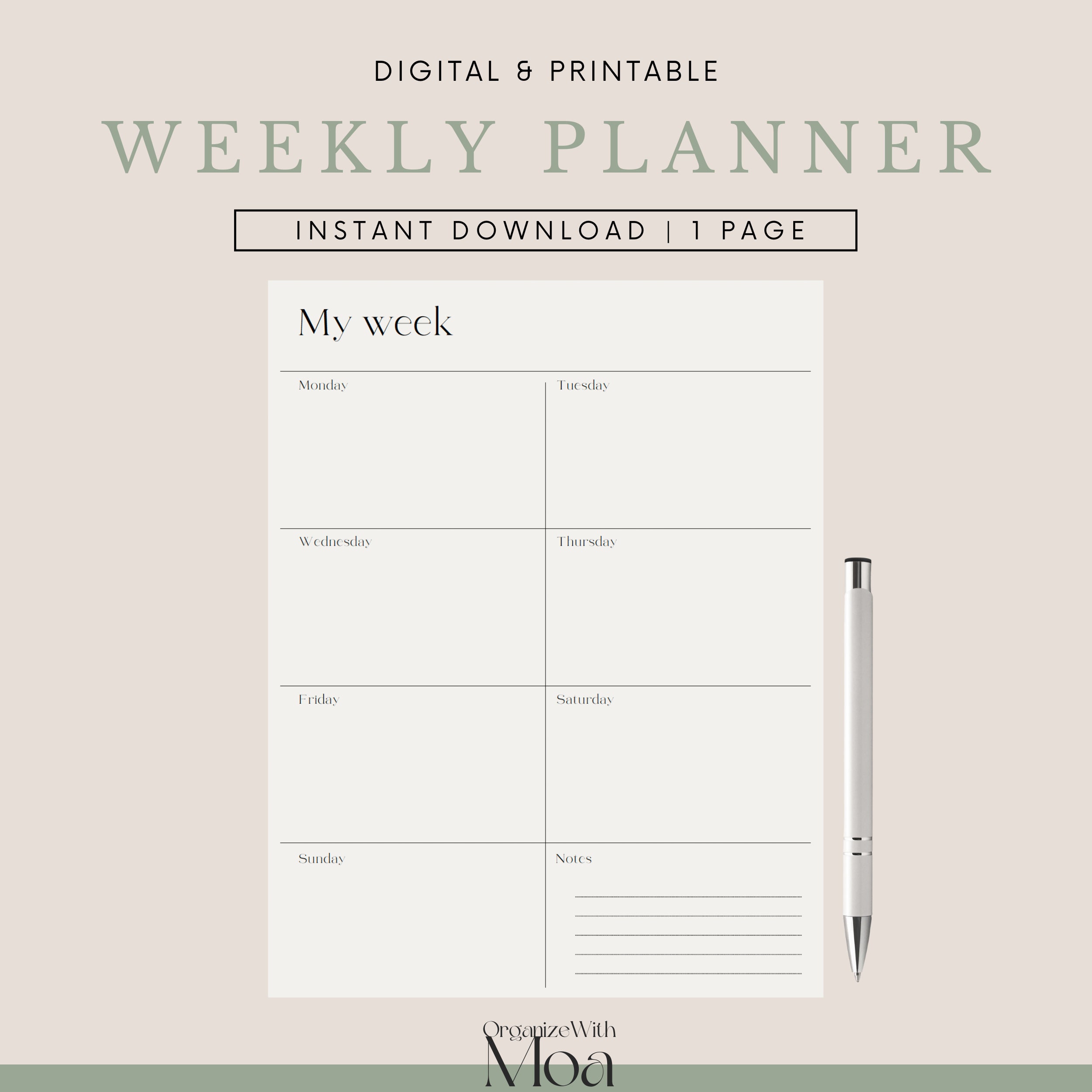 Weekly Planner Printable, 2024 Weekly Planner, 2024 Weekly Calendar ...