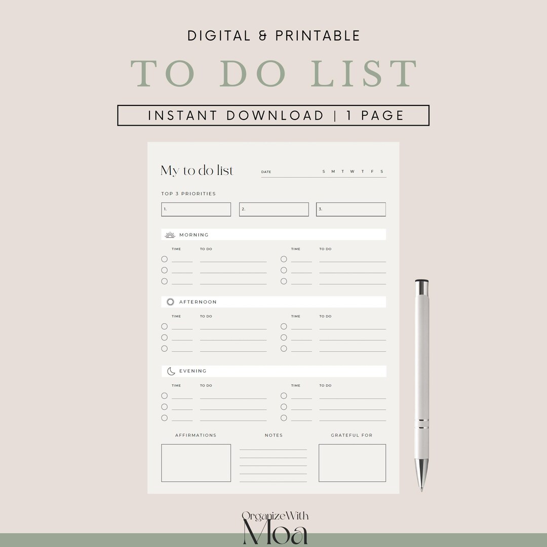 Daily to Do List Printable, Daily Task List Template PDF, Minimal Daily ...