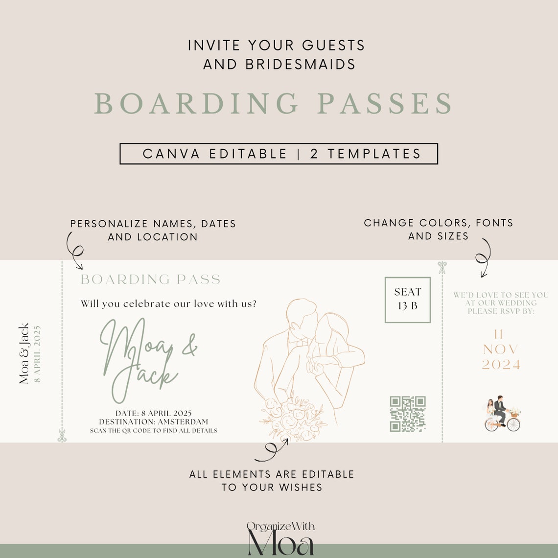 Boarding Pass Save the Date, Boarding Pass Wedding, Boarding Pass ...