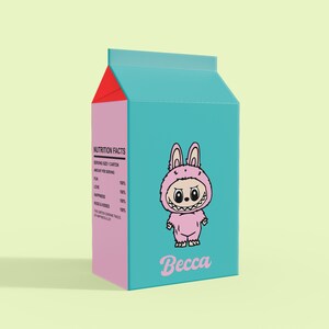 Editable Labubu Milk Cartons, Party Favour, Kids Birthday Decor ...