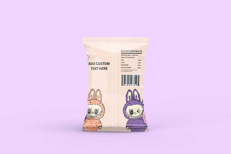 Editable Labubu Chip Bag, Party Favour, Kids Birthday Decor, Instant ...