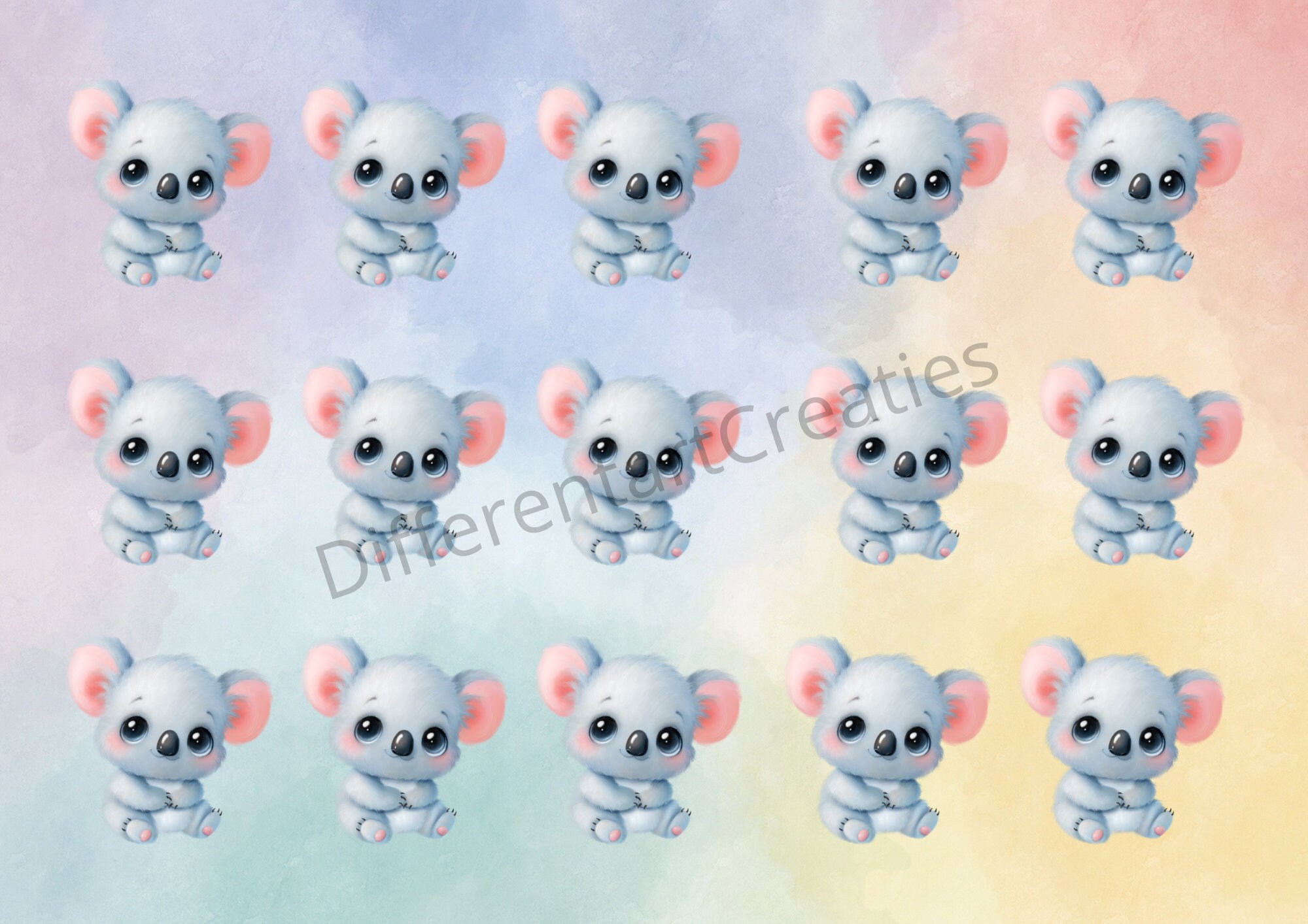 Clipart Bundle, Cute Koala Watercolor PNG, Nursery Decor, Baby Animal ...