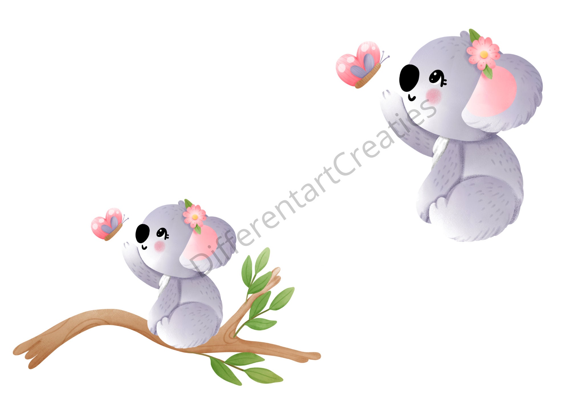 Clipart Bundle, Cute Koala Watercolor PNG, Nursery Decor, Baby Animal ...