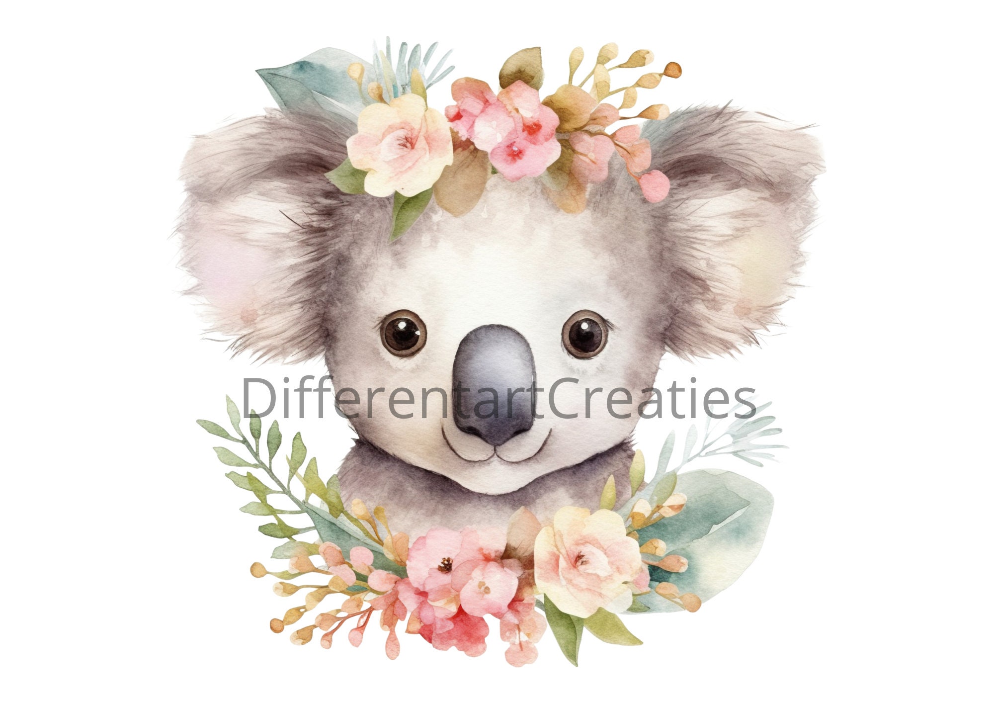 Clipart Bundle, Cute Koala Watercolor PNG, Nursery Decor, Baby Animal ...