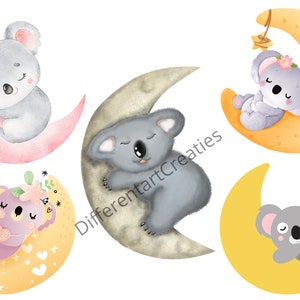 Clipart Bundle, Cute Koala Watercolor PNG, Nursery Decor, Baby Animal ...