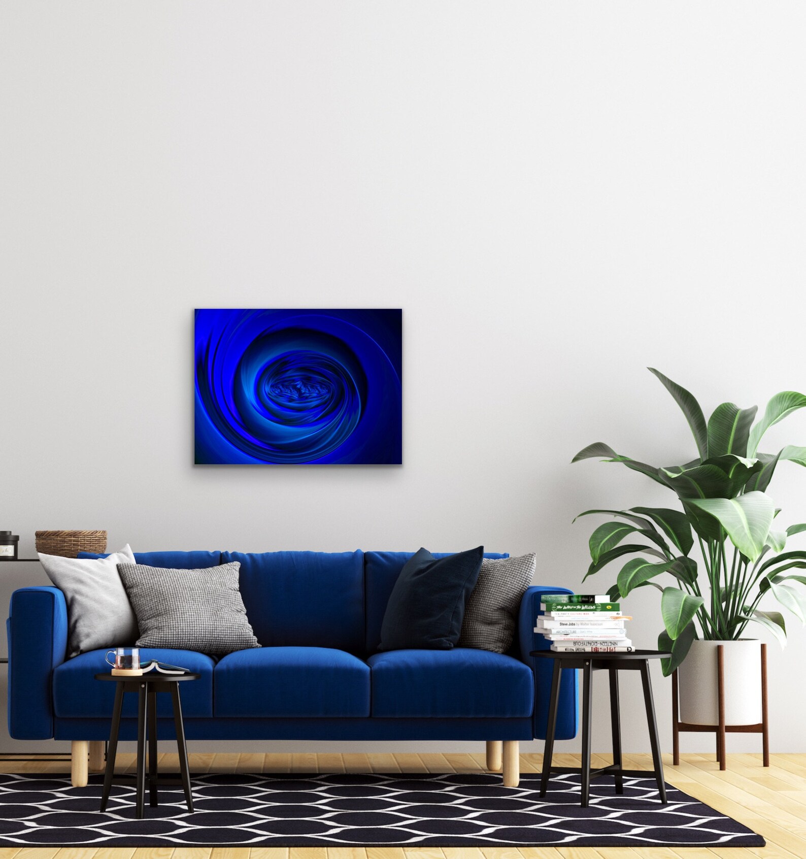 Indigo Rose Fibonacci Artwork -deep Blue Calming Fibonacci Spiral ...