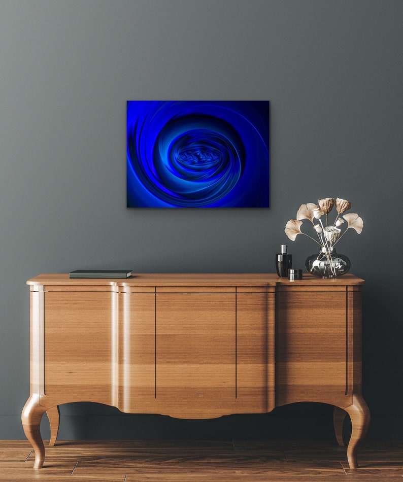 Indigo Rose Fibonacci Artwork -deep Blue Calming Fibonacci Spiral ...