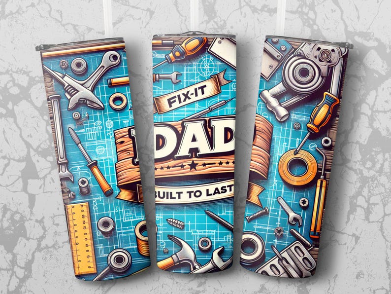 Dad Fix It Tumbler Wrap Png, Father's Day Gift, Tools Pattern Tumbler ...