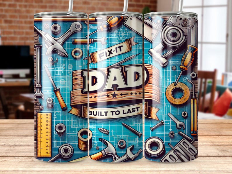 Dad Fix It Tumbler Wrap Png, Father's Day Gift, Tools Pattern Tumbler ...