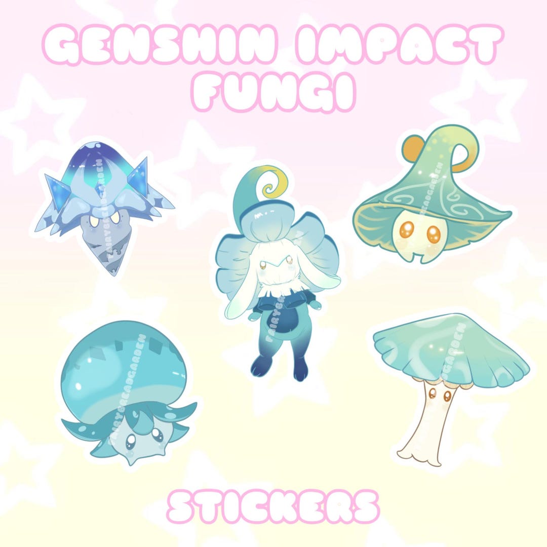 Genshin Impact Stickers Fungi Vinyl Set – Anime Stickers Cute Kawaii ...