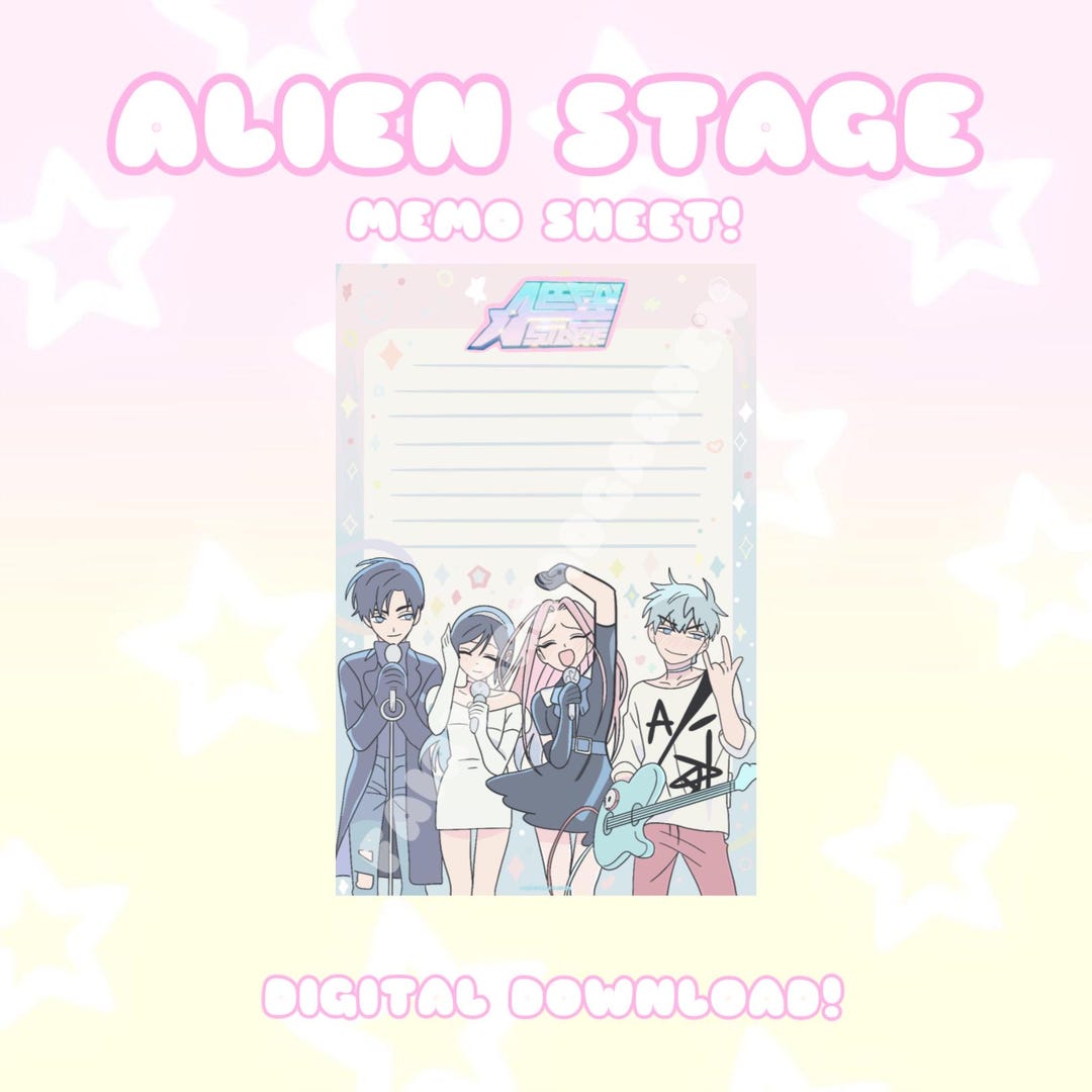 Alien Stage Kpop Anime Digital Memo Sheets – Pastel Kawaii Stationery ...