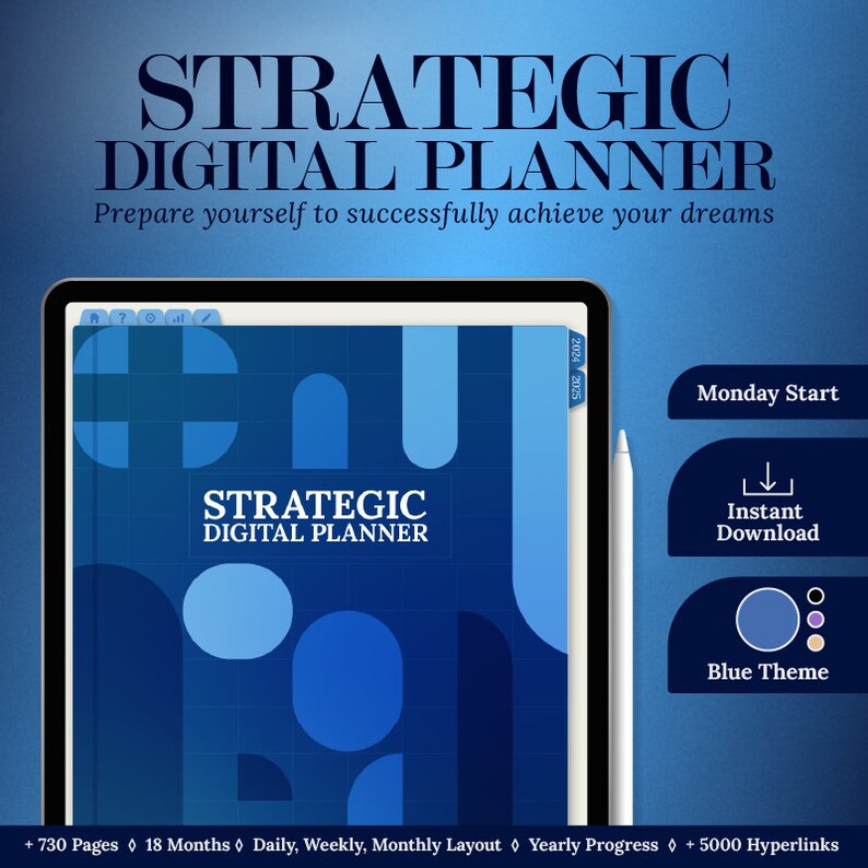 2024-2025 Perfect Digital Planner 18-month Calendar With Goal Setting ...