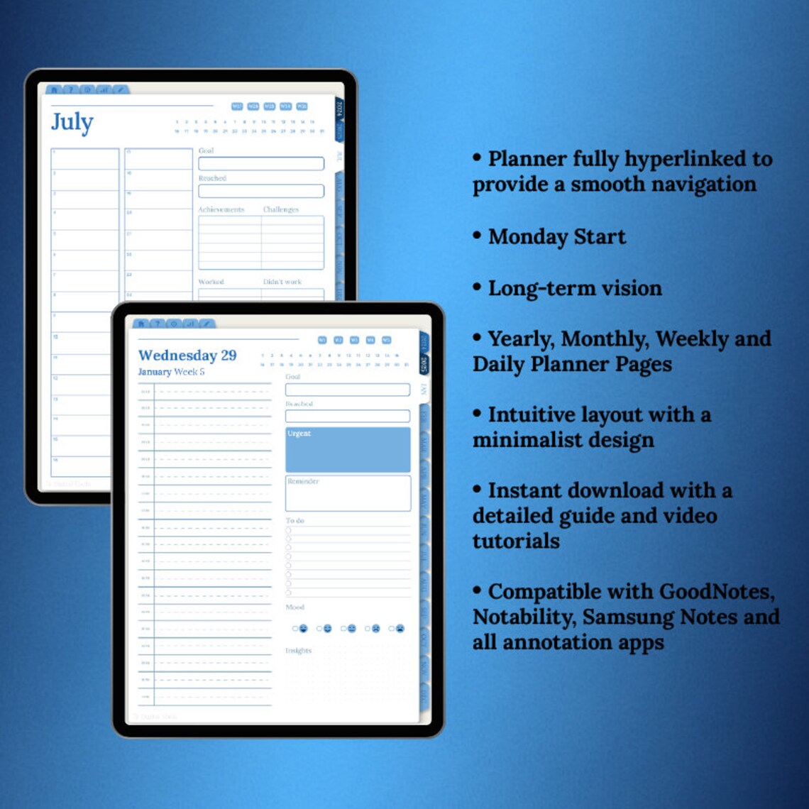 2024-2025 Perfect Digital Planner 18-month Calendar With Goal Setting ...