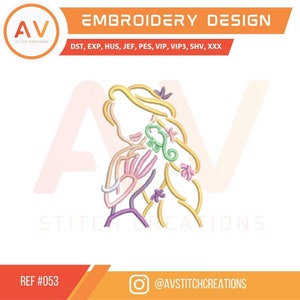 52 Tangled Girl and Pascal. Outline Stitch Embroidery. Embroidery ...