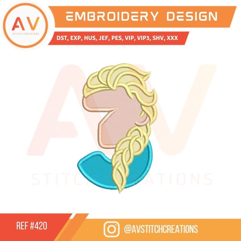 Elsa Applique Design - Etsy
