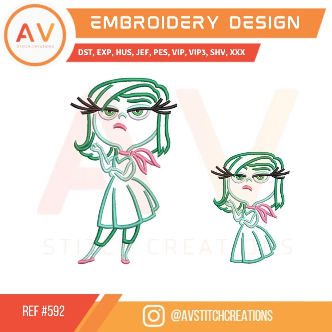 592 Disgust. Inside Out. Outline Stitch Embroidery. Embroidery Design ...