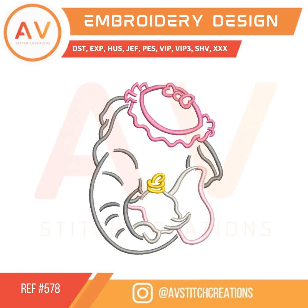578 Dumbo Little Elephant. Outline Embroidery Design. Machine ...