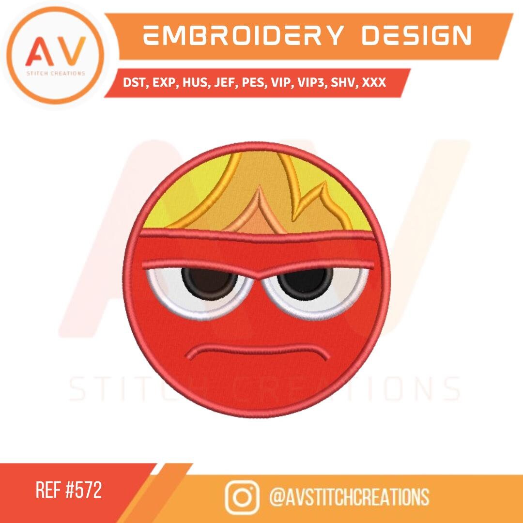 Anger Inside Out. Applique Design. Machine Embroidery File. 4x4, 5x7 ...