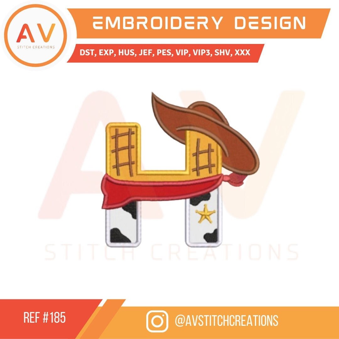 Cowboy Sheriff Letter H Applique: Machine Embroidery Design (4x4, 5x7 ...