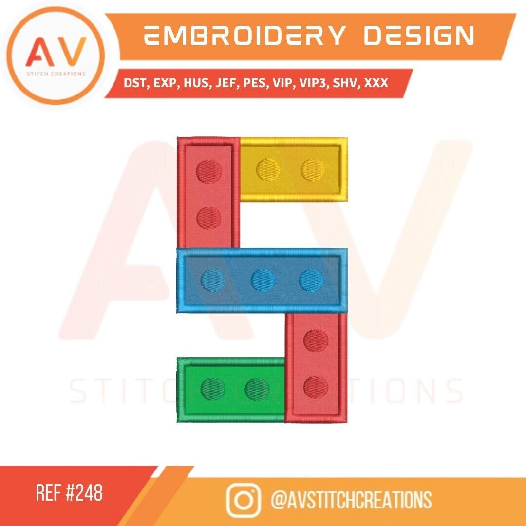 Building Block Number 5 – Embroidery Applique Design – Machine ...