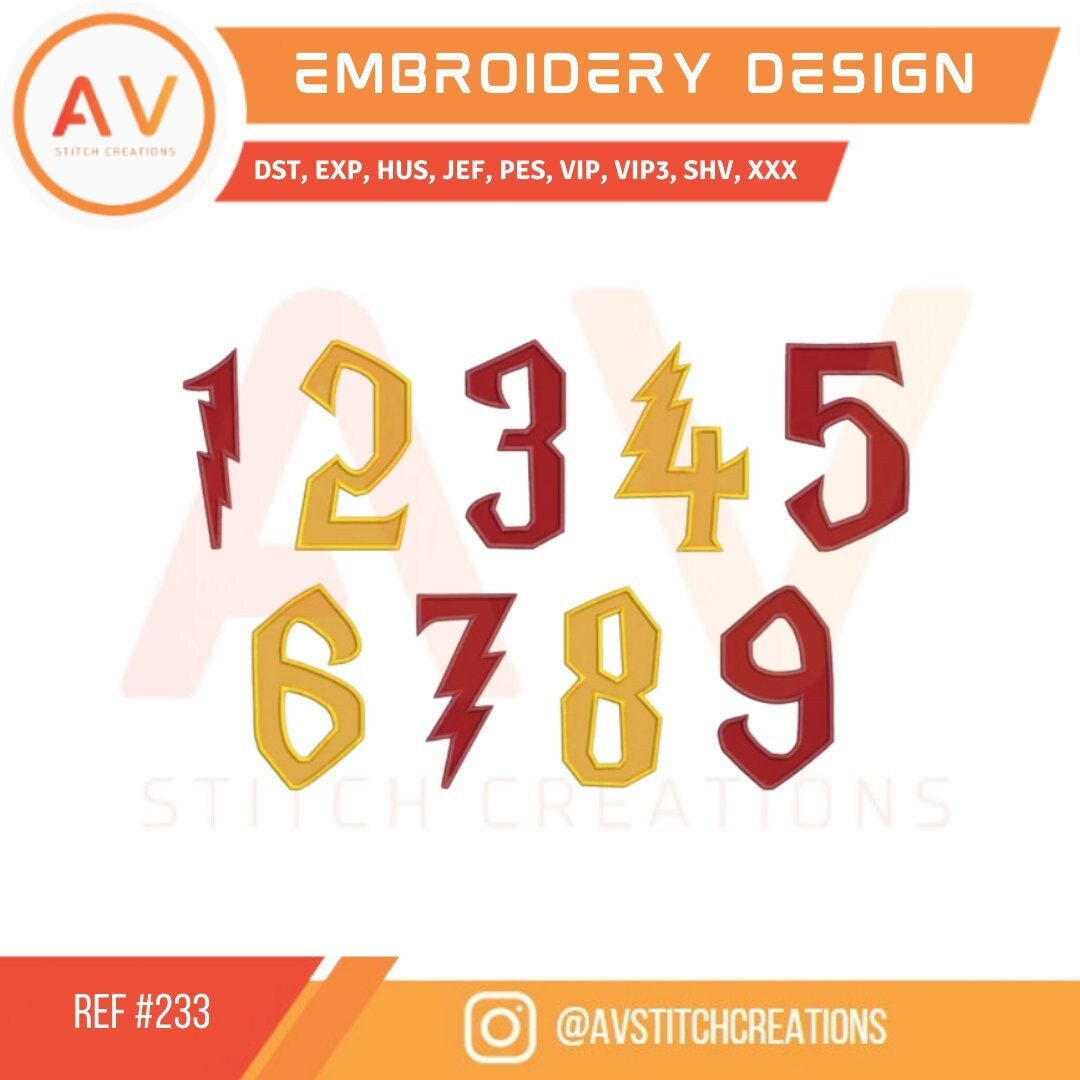 233 Wizard School Numbers Bundle. Embroidery Applique. Machine ...