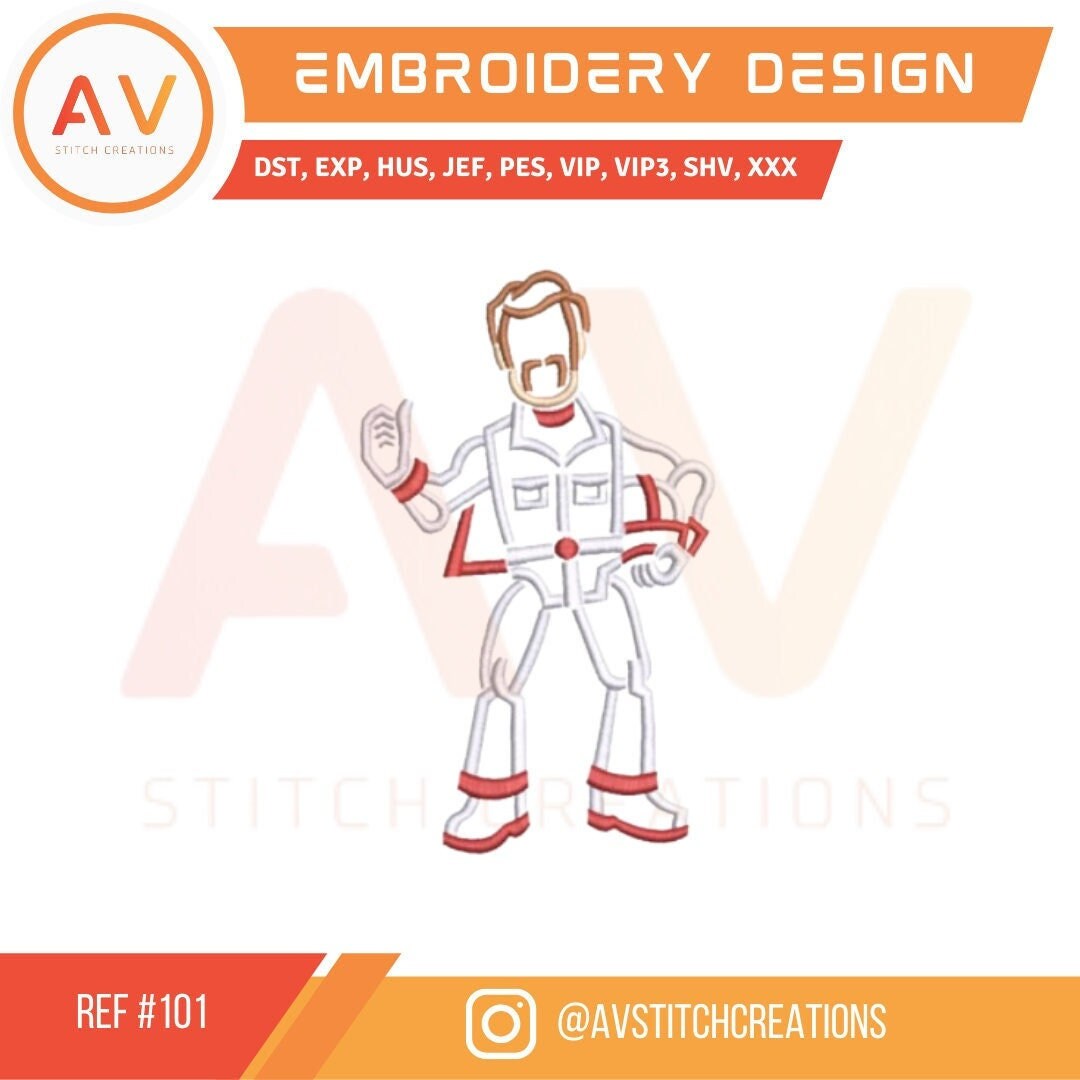 101 Duke Caboom. Toy Land. Outline Stitch Embroidery. Embroidery Design ...