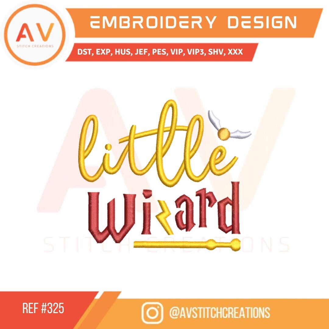 Little Wizard Embroidery Design: Wizard School, 3 Sizes (4x4 5x7 8x8 ...