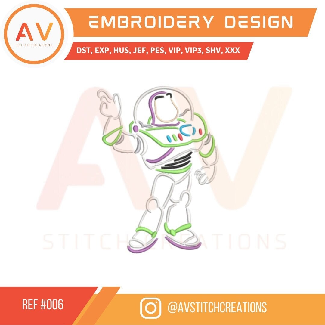 006 Space Ranger Toy. Outline Stitch Embroidery. Embroidery Design ...